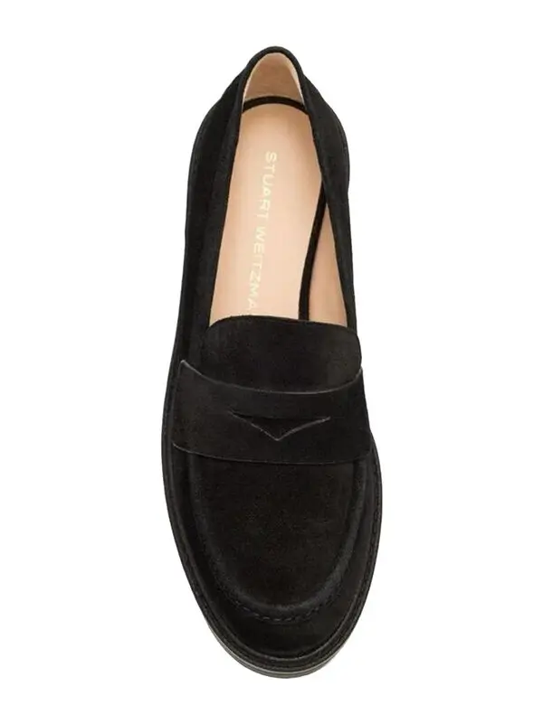 STUART WEITZMAN Suede Penny Loafers - Black