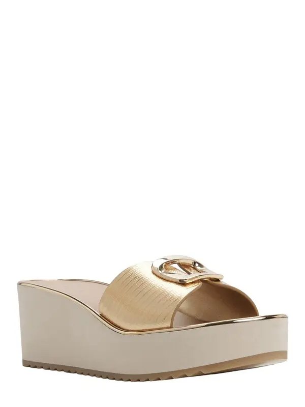 Aldo Platform Wedge Slide Sandal - Gold