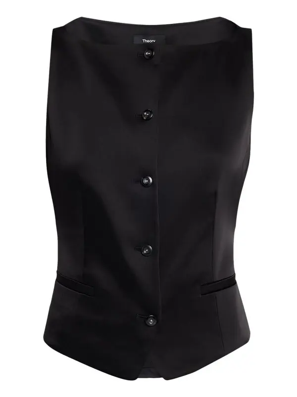 Theory Satin Boat-neck Vest - Black