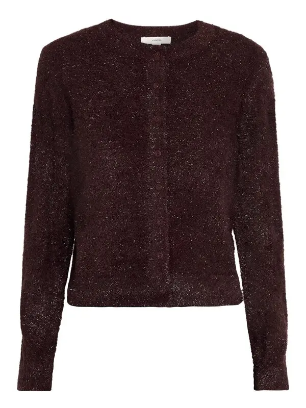 Vince Metallic Knit Cardigan - Oxblood