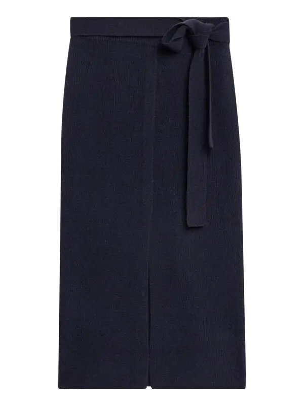 Emporio Armani Long Wool Belted Midi Skirt - Solid Medi