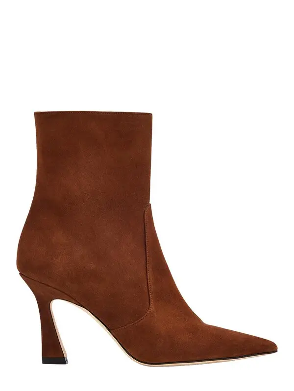STUART WEITZMAN Vinnie Suede Zip Booties - Deep Coffee