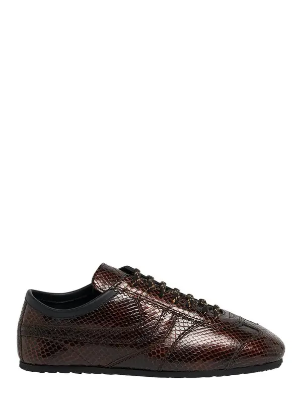 Dries Van Noten Dustin Snake-embossed Leather Sneakers - Dark Brown