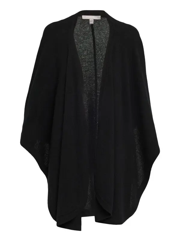 Neiman Marcus Cashmere Melange-knit Cape - Black
