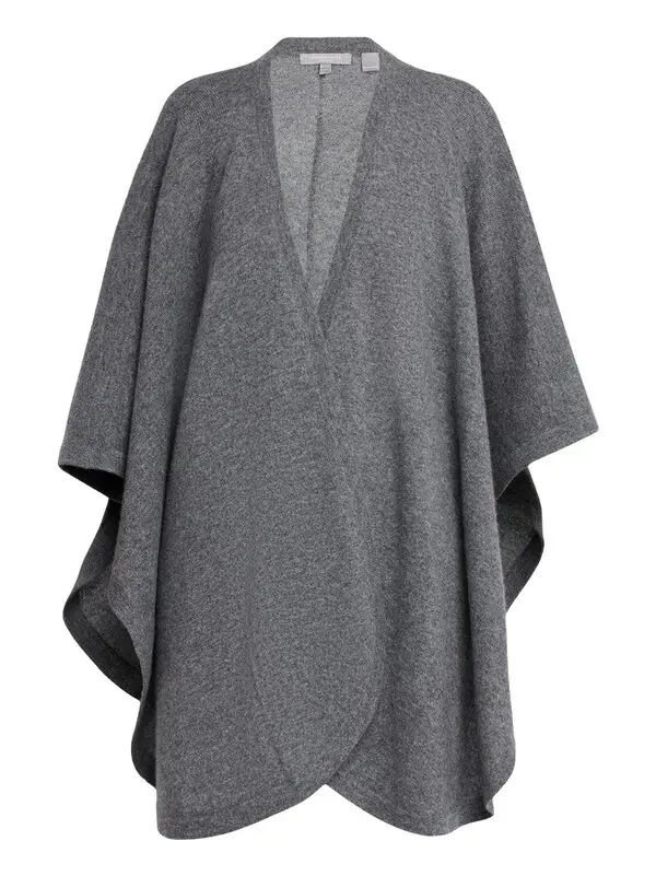 Neiman Marcus Cashmere Melange-knit Cape - Heather Gr
