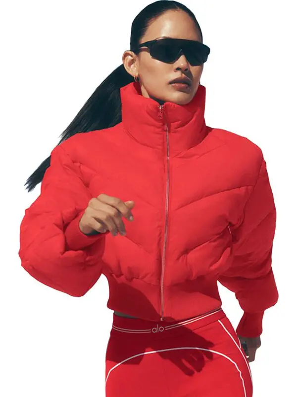 Alo Yoga Cropped Puffer Jacket - Bright Red