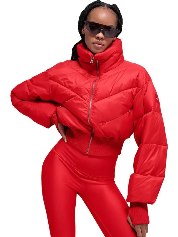 Alo Yoga Cropped Puffer Jacket - Bright Red