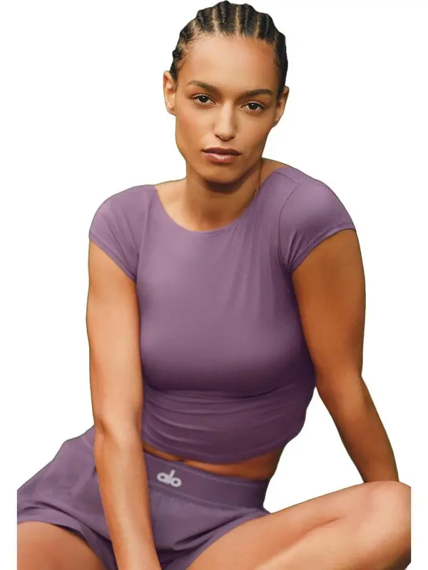 Alo Yoga Alosoft Back For More Tee - Plum Kiss