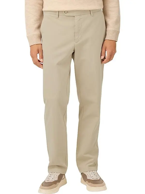 Boggi Milano Garment-dyed Stretch Cotton Trousers - Beige