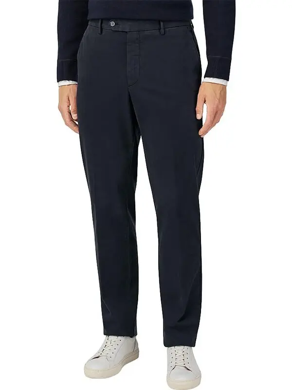 Boggi Milano Garment-dyed Stretch Cotton Trousers - Navy Blue