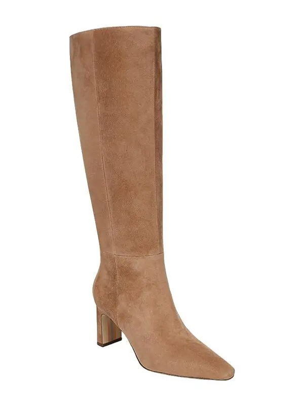 Sam Edelman Sylvia Wide Calf Pointed Toe High Heel Boots - Tan Suede