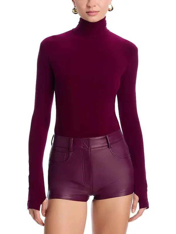 Norma Kamali Turtleneck Thumb Hole Top - Plum