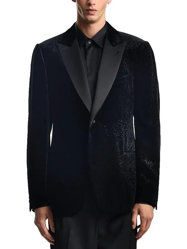 Emporio Armani Slim Fit Textured Blazer - Solid Black