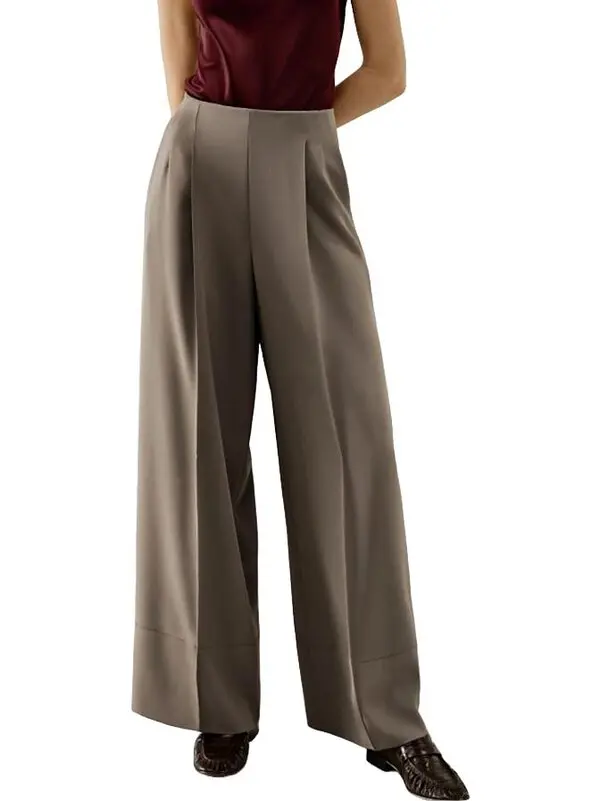 Lilysilk Stretch Silk Wide-leg Pants - Clay