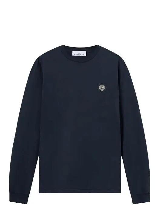 Stone Island 60/2 Cotton Jersey Long Sleeve Compass Patch T-shirt - Black