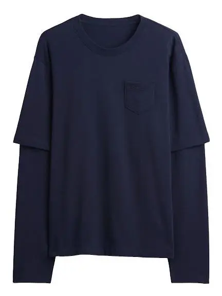 Gap X Sandy Liang Heavyweight Organic Cotton Layered T-shirt - Navy Blue Uniform