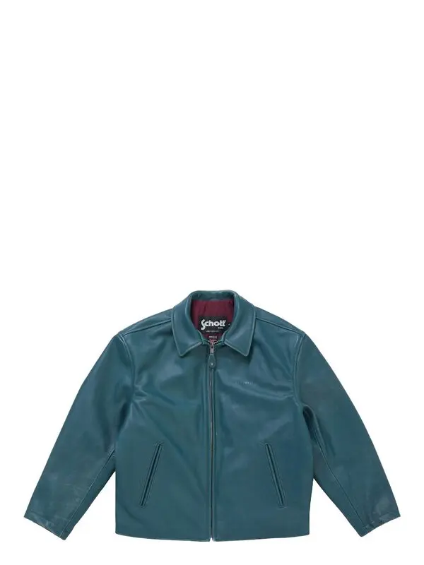 Supreme Schott Leather Racer Jacket - Teal