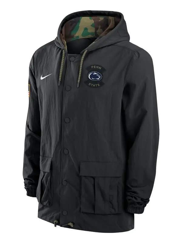 Nike Penn State Full-snap Hooded Military Jacket - Black