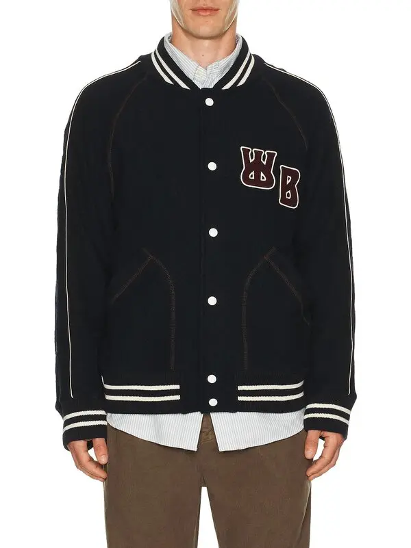 WALES BONNER October Varsity Jacket - Navy