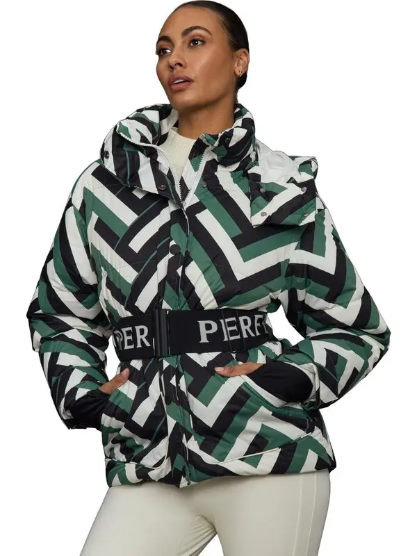 Perfect Moment Cortina Ski Parka - Waffle Print - Green