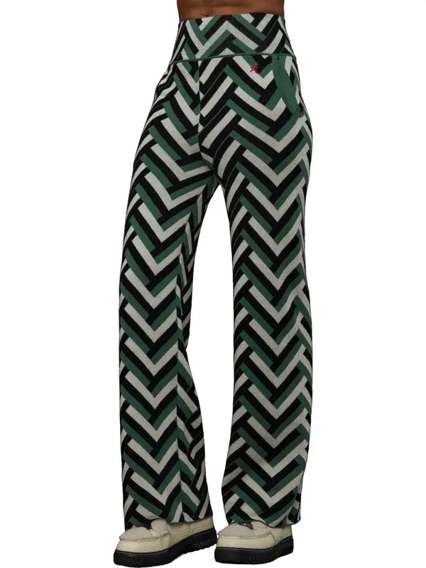 Perfect Moment Chalet Merino Wool Knitted Pant - Waffle Print - Green
