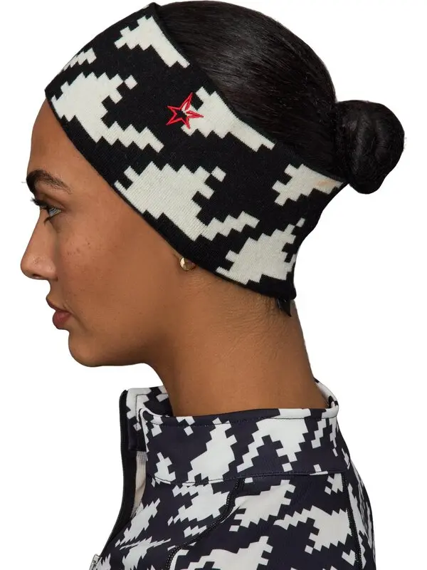 Perfect Moment Merino Wool Headband - B&w Houndstooth