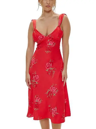 Victoria's Secret Aurora Satin Midi Dress - Floral