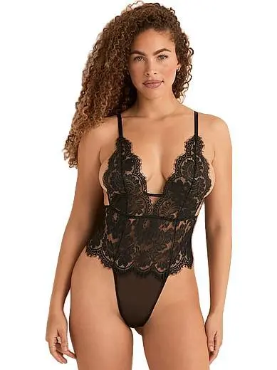 Victoria's Secret Lace Bodysuit With Adjustable Straps - Black