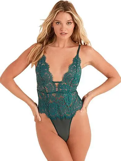 Victoria's Secret Lace Bodysuit With Adjustable Straps - Green
