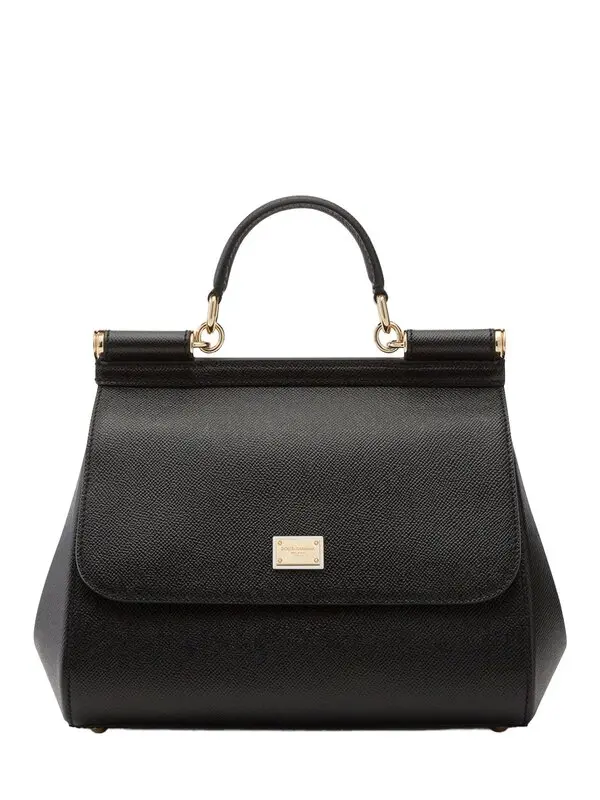 Dolce & Gabbana Large Sicily Handbag In Dauphine Calfskin - Black
