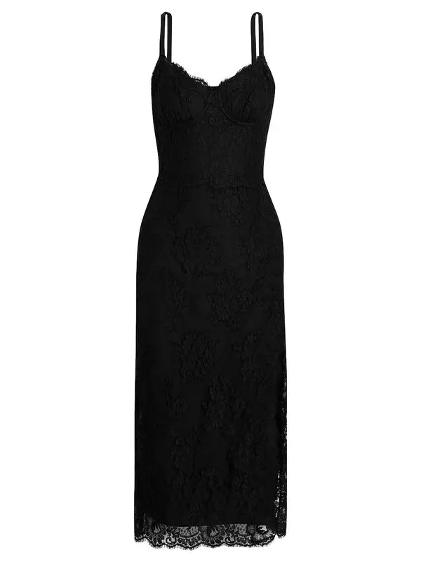 Dolce & Gabbana Cotton-blend Lace Midi Dress - Black