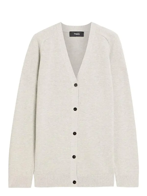 Theory Cotton And Cashmere-blend Cardigan - Light Gray