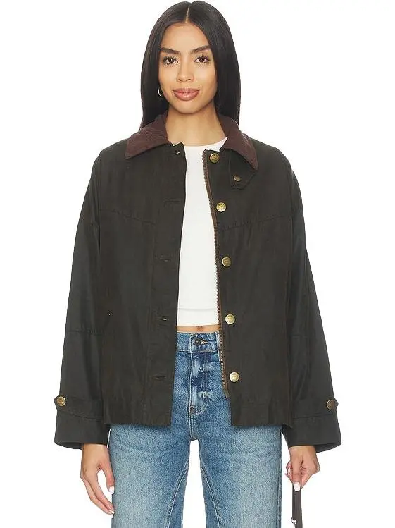 Free People X We The Free Cori Waxed Jacket - Olive