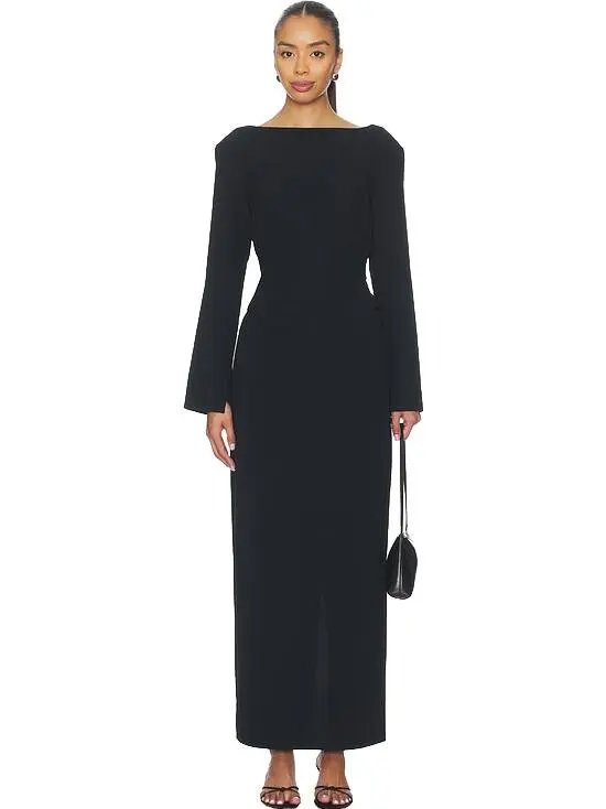 EAVES X Coco Norna Polished Crepe Maxi Dress - Black