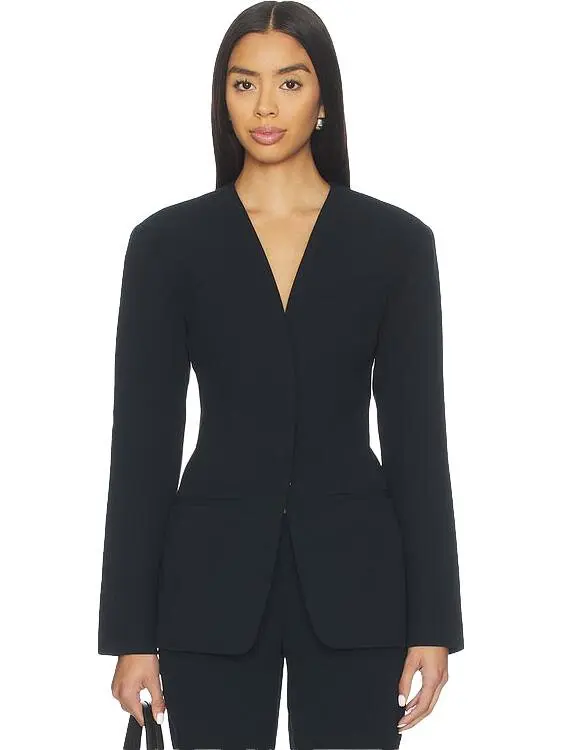 EAVES X Coco Unne Polished Crepe Blazer - Black