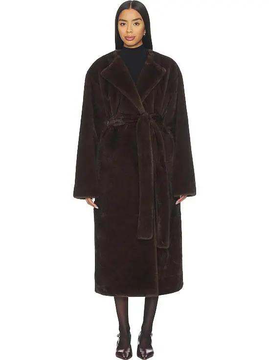 EAVES X Coco Dagna Faux Fur Coat - Dark Brown
