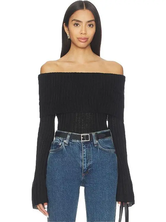 MORE TO COME Ingrid Off Shoulder Sweater - Black