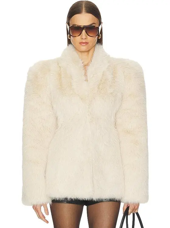 CAMILA COELHO Estela Faux Fur Coat - Bone