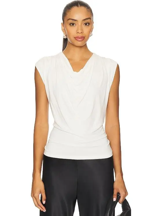 Vince Sleeveless Draped Cowl Neck Top - Gesso