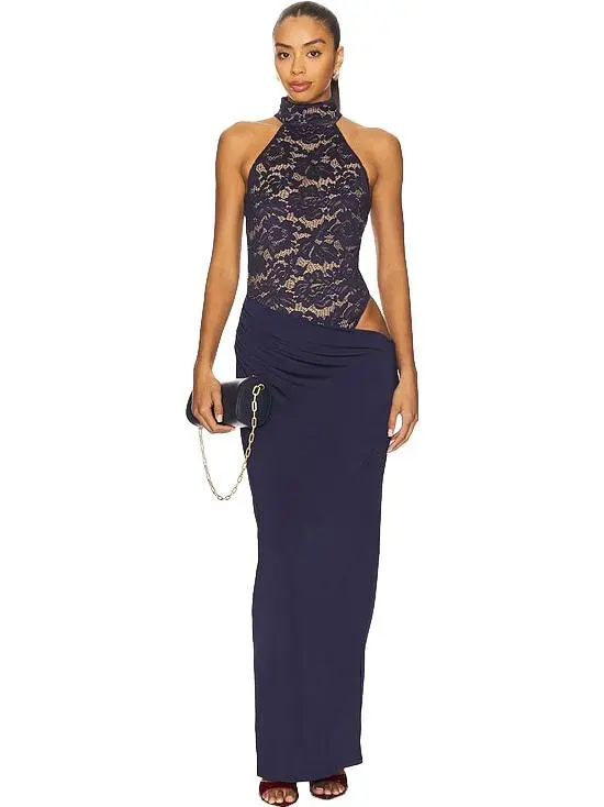 NOOKIE Lennox Bodysuit Maxi Dress - Navy