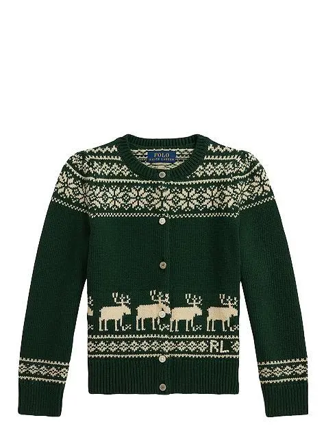 Polo Ralph Lauren Long Sleeve Intarsia Holiday Cardigan - Northwest Pine Multi