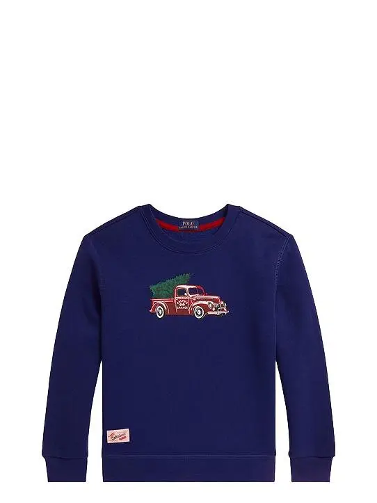 Ralph Lauren Long Sleeve Truck Graphic Crewneck Sweatshirt - Fall Royal