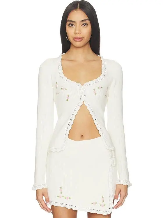 For Love & Lemons Phoebe Knit Top - Cream & White