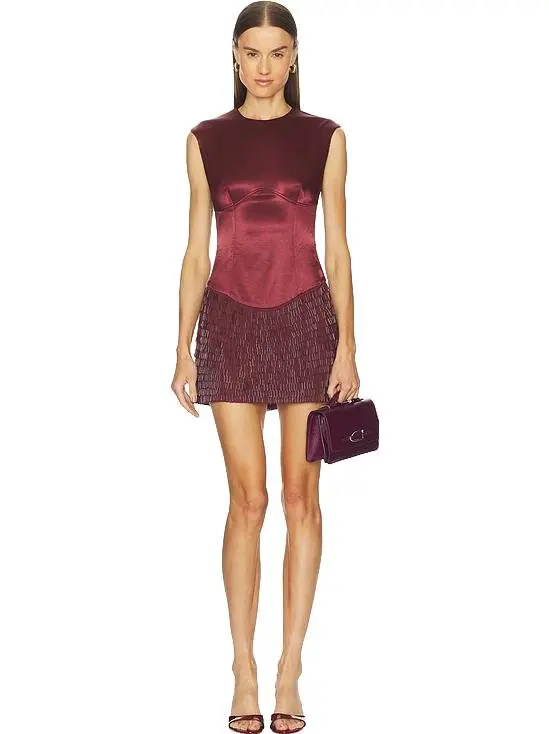 CAMILA COELHO Peyton Embellished Mini Dress - Burgundy