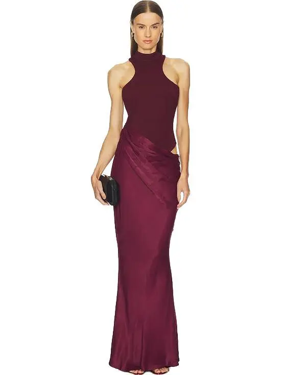 CAMILA COELHO Estrella Maxi Dress - Oxblood