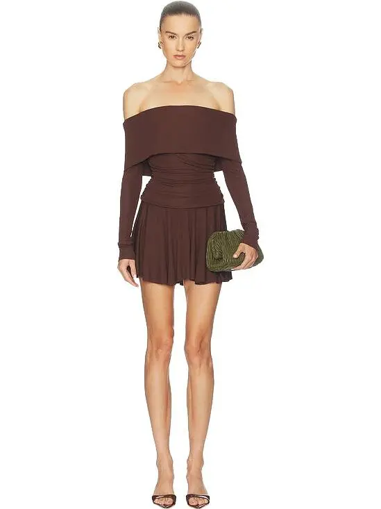 CAMILA COELHO Olesya Mini Dress - Chocolate Brown