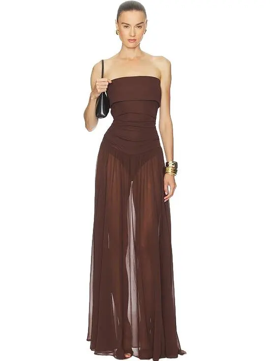 CAMILA COELHO Minji Maxi Dress - Chocolate Brown