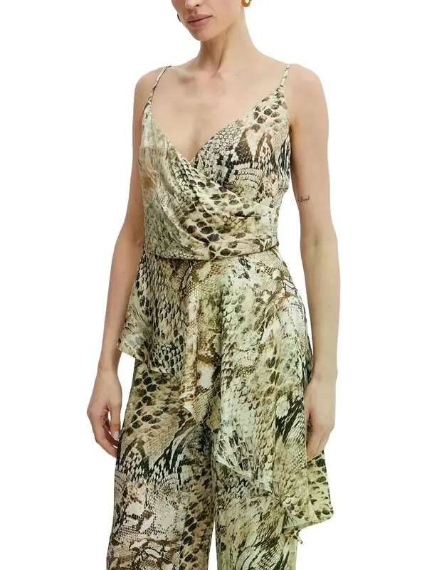 MARCIANO Snake-print Draped Top - Neutrals