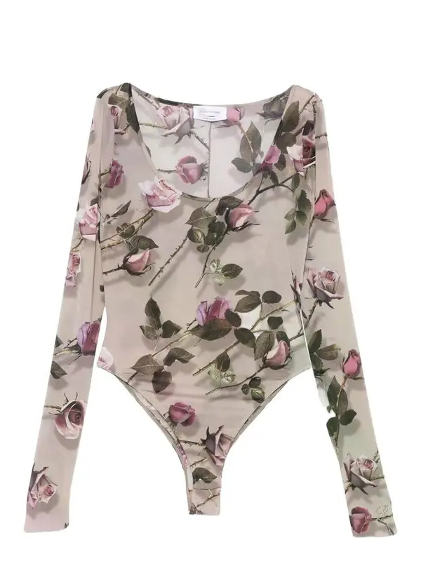 Blumarine Floral-print Bodysuit - Grey
