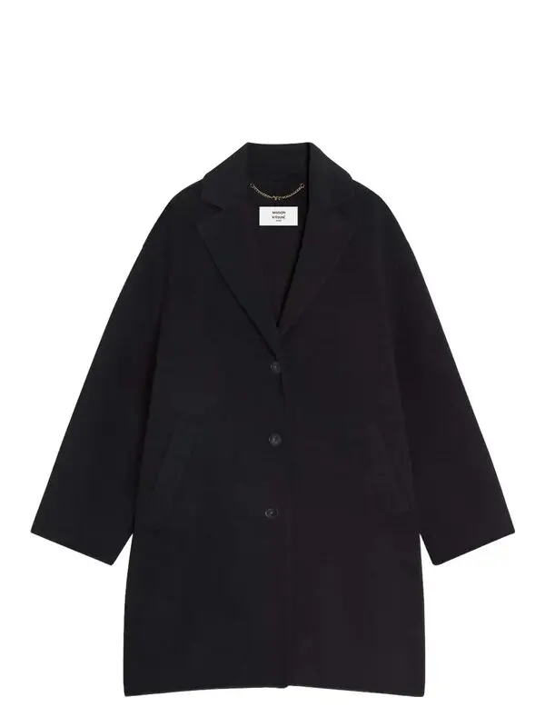 Maison Kitsuné Button Wool Coat - Black